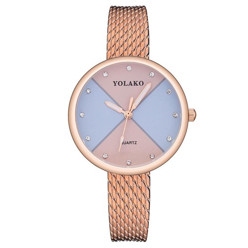 YOLAKO YK34 Women Quartz Watch Rose Gold Blue