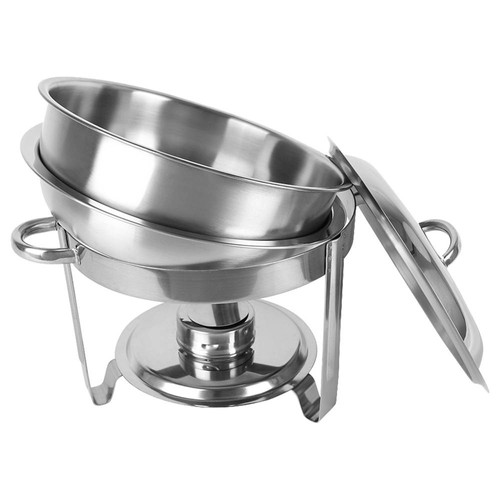 4pcs ZOKOP 5Qt Stainless Steel Round Buffet Stove Sliver