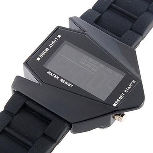 Stylish Digital Watch Airplane Shaped Dial Colorful Light