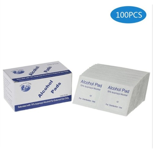 100Pcs Disposable Alcohol Pads 2-Ply Cotton Individual Package