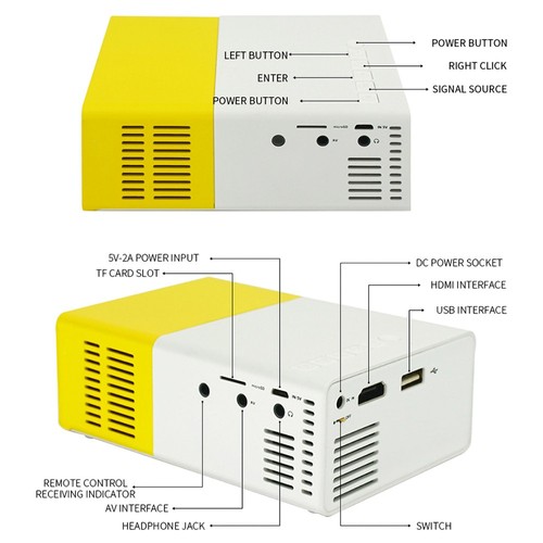 YG300 Mini LED Projector Native320x240P Yellow White