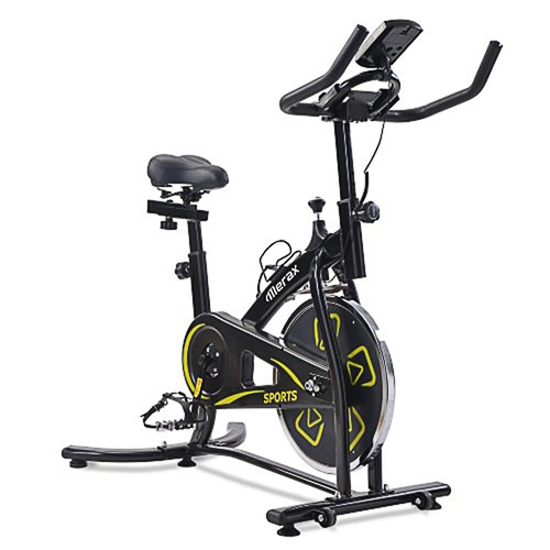 Merax Exercise Bike LCD Console Adjustable Seat Handlebar Black Yellow