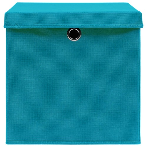 Storage Boxes with Lids 10 pcs Baby Blue 32x32x32 cm Fabric