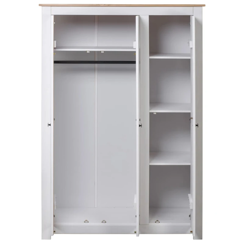 3 Door Wardrobe White 118x50x171.5 cm Pine Panama Range