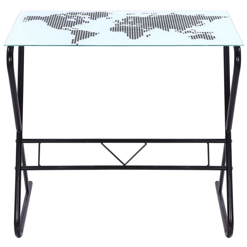 Glass Desk with World Map Pattern