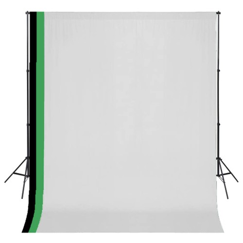 Photo Studio Kit with 3 Cotton Backdrops Adjustable Frame 3x3m