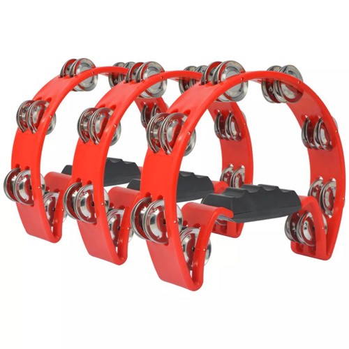 Tambourine Set 3 pcs Plastic Red