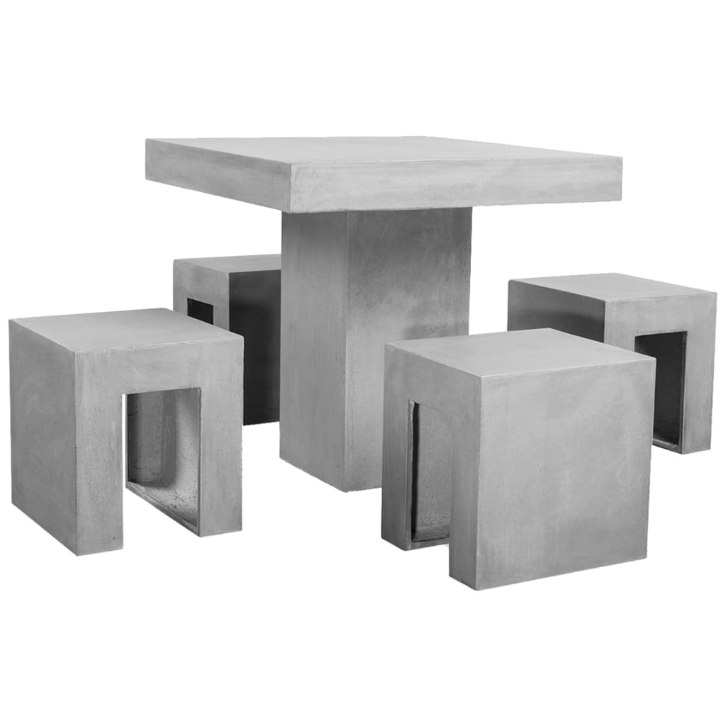 5 Piece Outdoor Dining Set Concrete