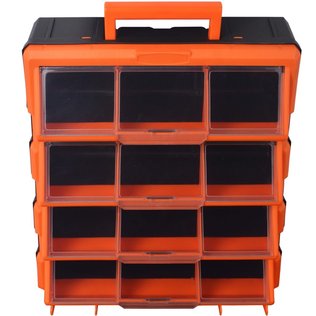 Portable Wall-Mountable Toolbox with 12 Compartments