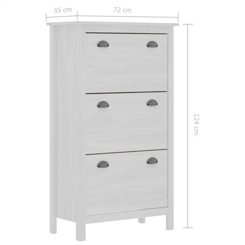 Shoe Cabinet Hill Range White 72x35x124 cm Solid Pine Wood