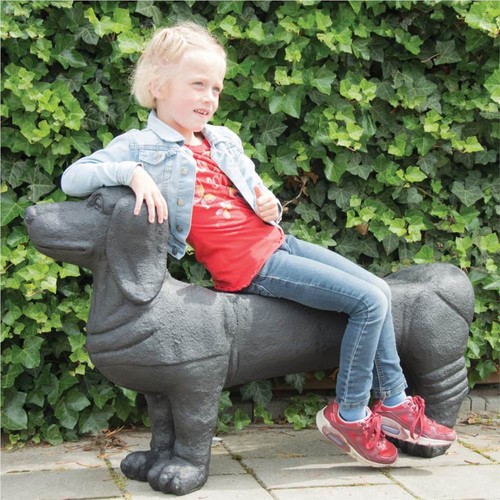 Esschert Design Stone Garden Bench Dachshund Black AV12