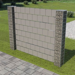 Gabion Fence with 2 Posts Galvanised Steel and PVC 180x180 cm