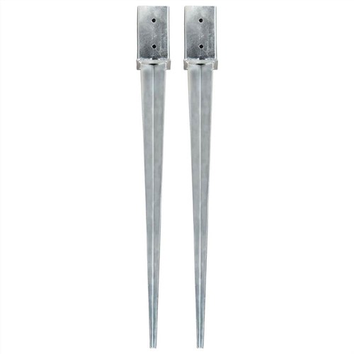 Ground Spikes 2 pcs Silver 8x8x91 cm Galvanised Steel