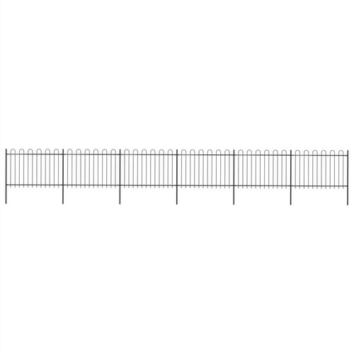 Garden Fence with Hoop Top Steel 10.2x1.2 m Black