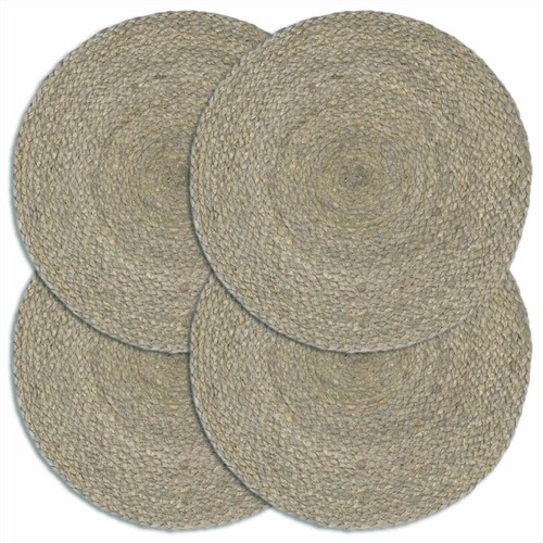 Placemats 4 pcs Plain Grey 38 cm Round Jute