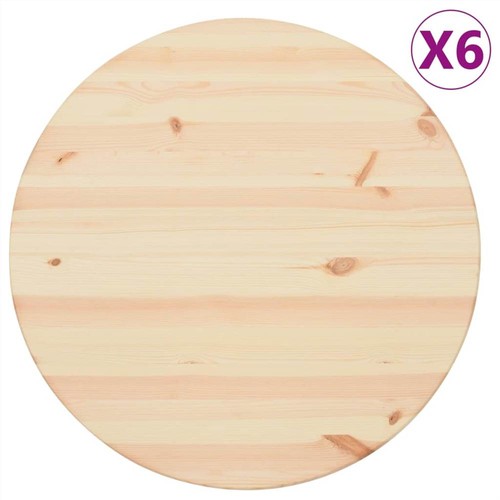 Table Tops Natural Pinewood 6 pcs Round 25 mm 60 cm