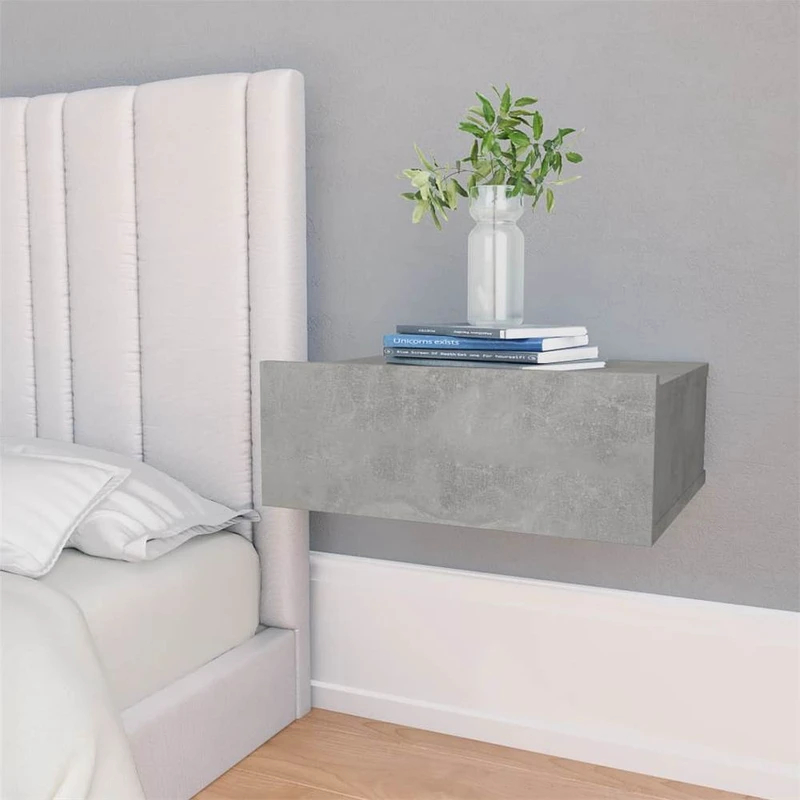 Floating Nightstand Concrete Grey 40x30x15 cm Chipboard
