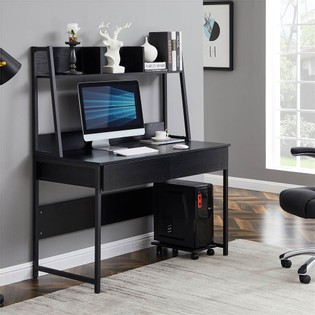 Home Office Computer Desk with Hutch Black
