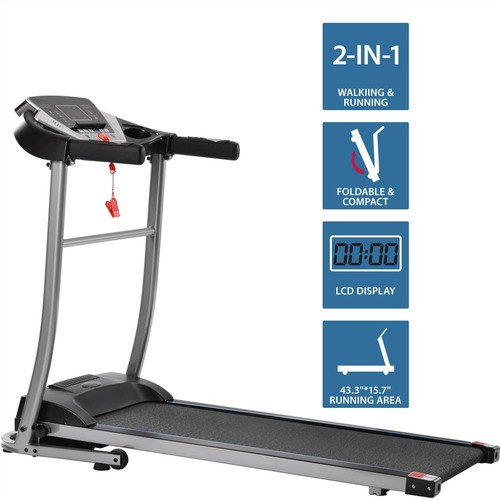 TREXM Easy Assembly Folding Electric Treadmill Black