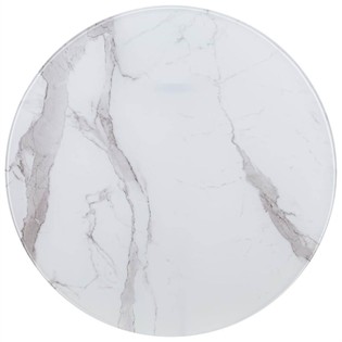 Table Top White Ø80 cm Glass with Marble Texture