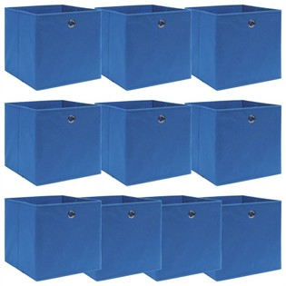 Storage Boxes 10 pcs Blue 32x32x32 cm Fabric