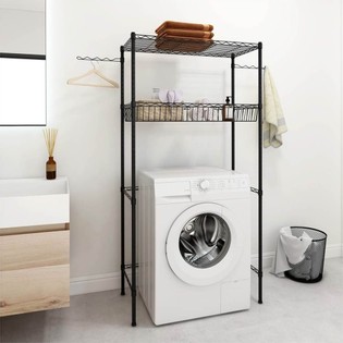 2-Tier Storage Rack over Laundry Machine Silver 75x35x150 cm