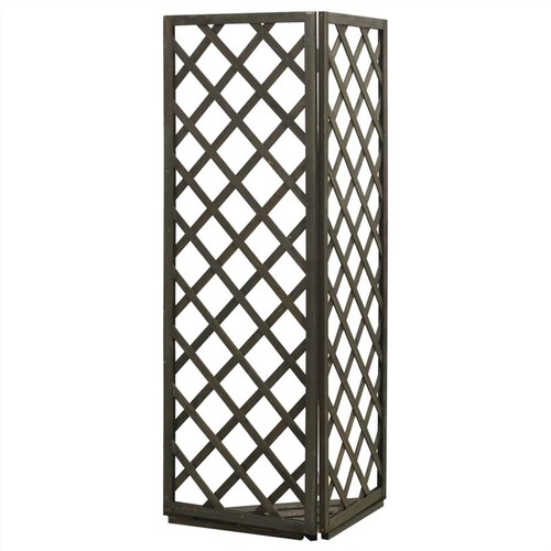Corner Trellis Planter Grey 50x50x145 cm Solid Firwood