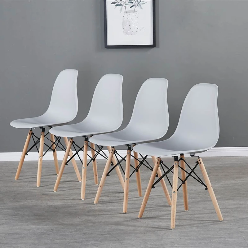 Eco friendly PP Thickened Plastic Chair Set of 4 Gray