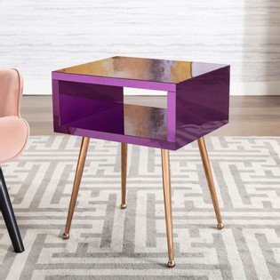 COOLMORE Mirror Bedside Table End Table Purple