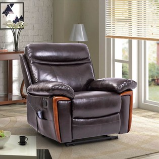 Faux Leather Vibration Massage Recliner with Heating Function Brown