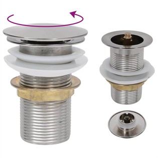 Push Drain with Overflow Function Chrome 6.4x6.4x9.1 cm