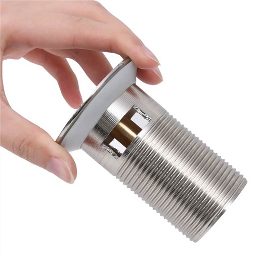 Push Drain with Overflow Function Nickel 6.4x6.4x9.1 cm