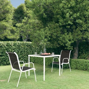 3 Piece Outdoor Dining Set Steel Black