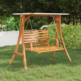 Swing Frame with Cream Roof Solid Spruce Wood with Teak Finish | Europe