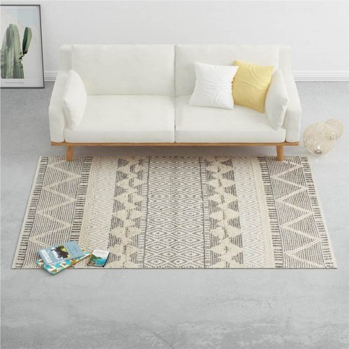 Rug Handwoven Wool 120x170 cm White/Grey/Black/Brown