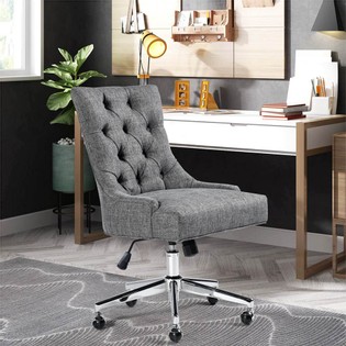 Fabric Upholstered Swivel Chair Height Adjustable Gray