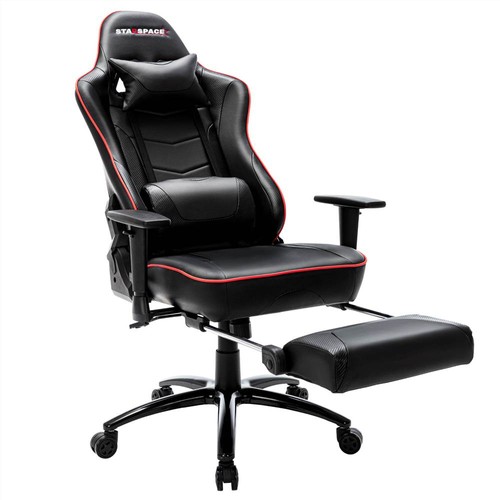STARSPACE PU Leather Rotatable Massage Gaming Chair Black