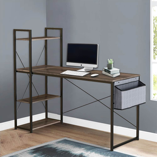 Home Office 47" Computer Desk with Storage Shelves Brown