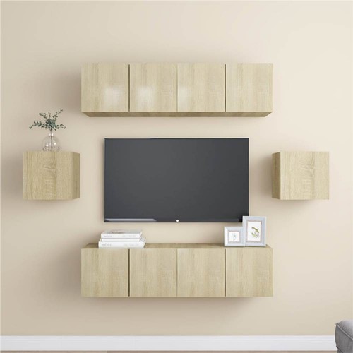 6 Piece TV Cabinet Set Sonoma Oak Chipboard