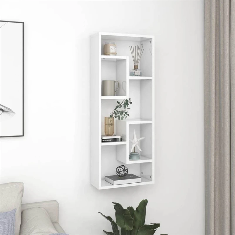 White gloss wall mounted shelving unit store