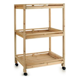 3-Layer Movable Wooden Shelf With Casters | Europe