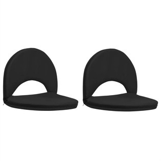 Foldable Ground Chair 2 pcs Black Steel and Fabric