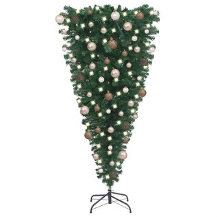 Upside-down Artificial Christmas Tree with LEDs&Ball Set 120 cm