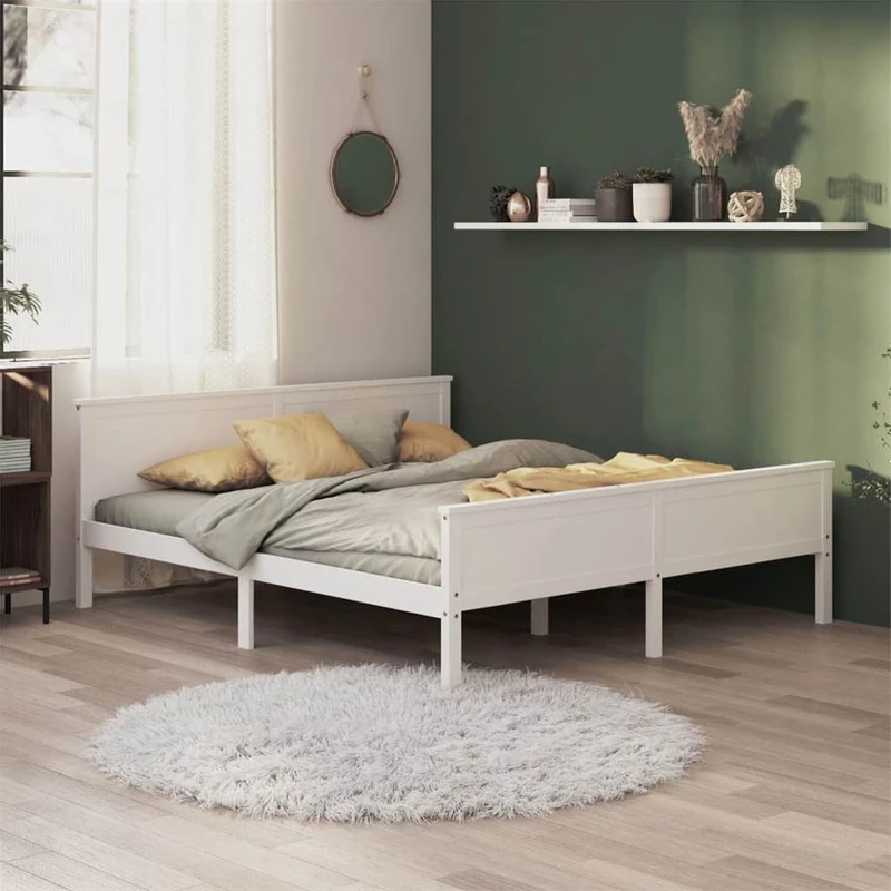 Bed Frame White Solid Wood Pine 180x200 cm Super King