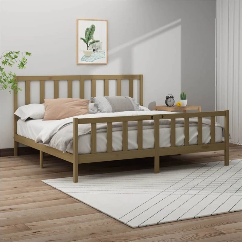 Bed Frame Honey Brown Solid Wood Pine 180x200 cm 6FT Super King