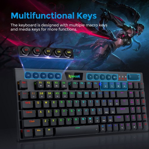Redragon K625P-KB Wired RGB Backlit Mechanical Keyboard Black