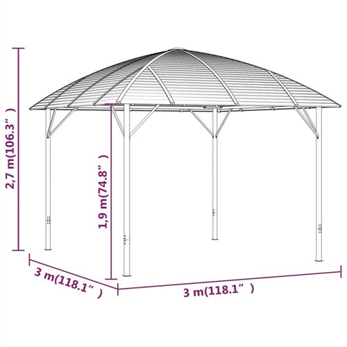 Gazebo with Arch Roof 3x3 m Anthracite