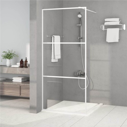 Walk-in Shower Wall White 90x195 cm Clear ESG Glass