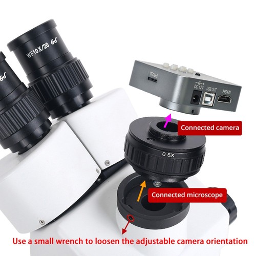 HAYEAR 0.5X C-Mount Lens Adapter Microscope Camera Connector