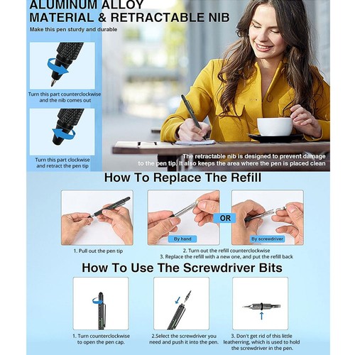 HMP P136A 6-in-1 Multitool Pen Black